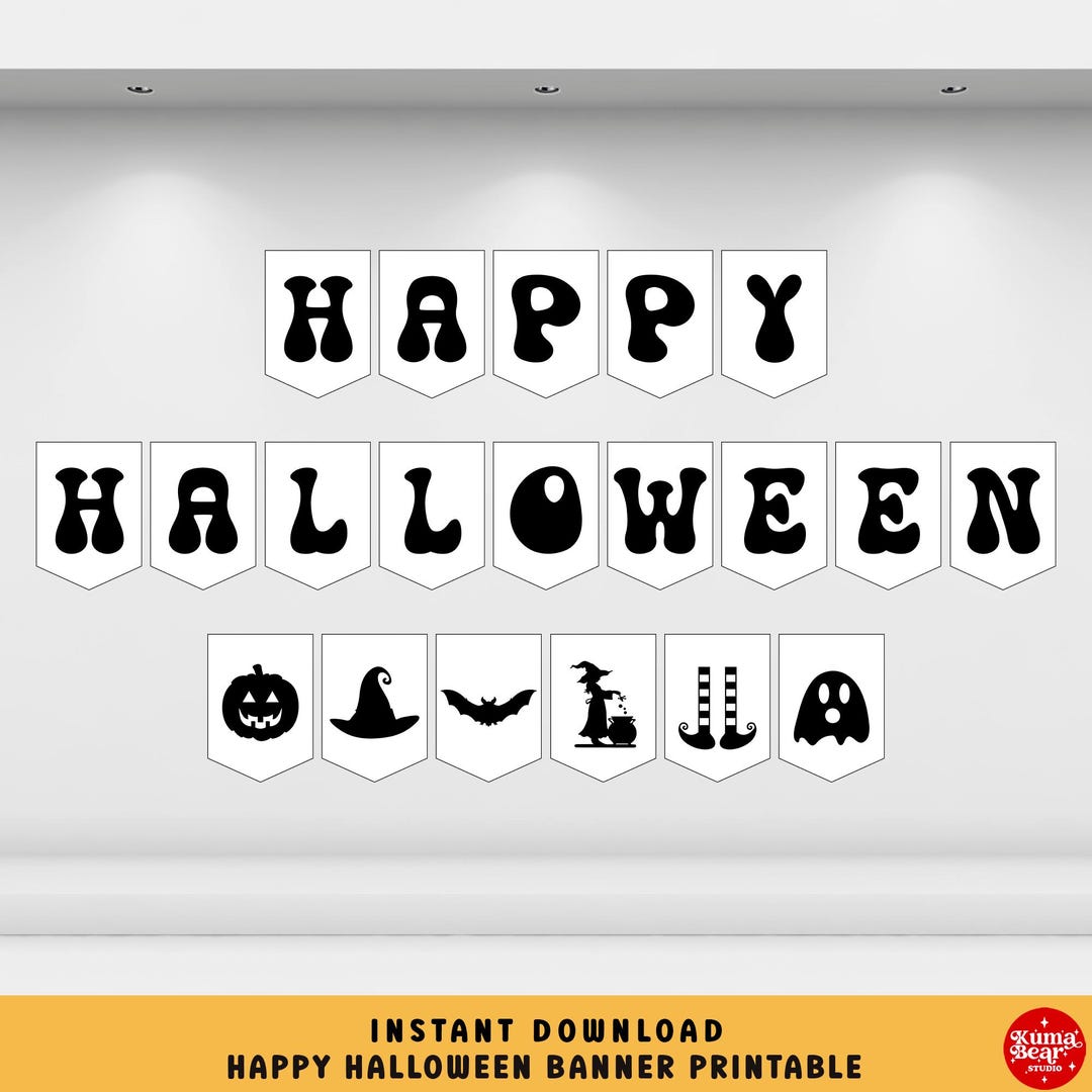 Retro Halloween Banner DIY Printable Banner Halloween Home Decor, Trick ...