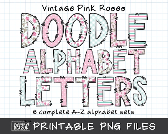Vintage Pink Roses Alphabet Letters PNG Bundle Floral - Etsy