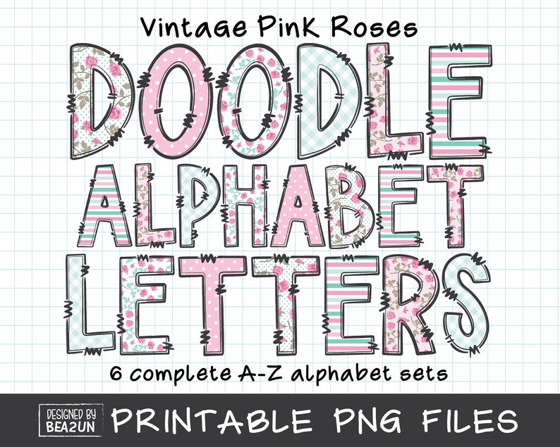 Vintage Pink Roses Alphabet Letters PNG Bundle Floral - Etsy