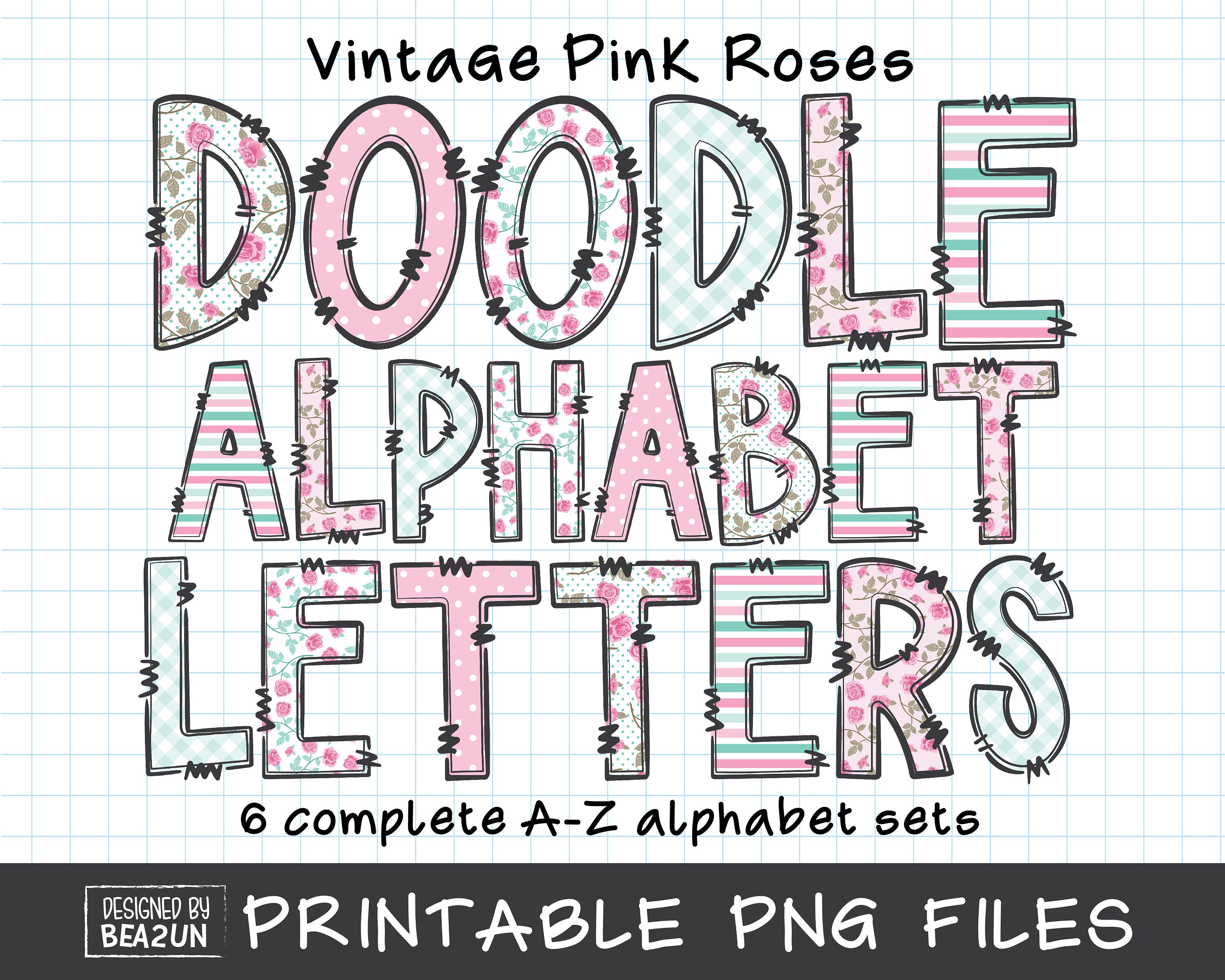 Vintage Pink Roses Alphabet Letters PNG Bundle Floral - Etsy