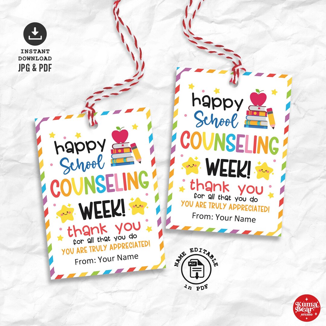 School Counseling Week Printable Gift Tags, School Counselor ...