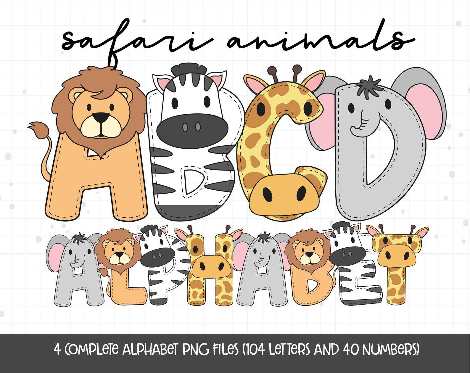 Animal Alphabet Letters, Farm Animal Doodle Letters & Numbers, Safari ...