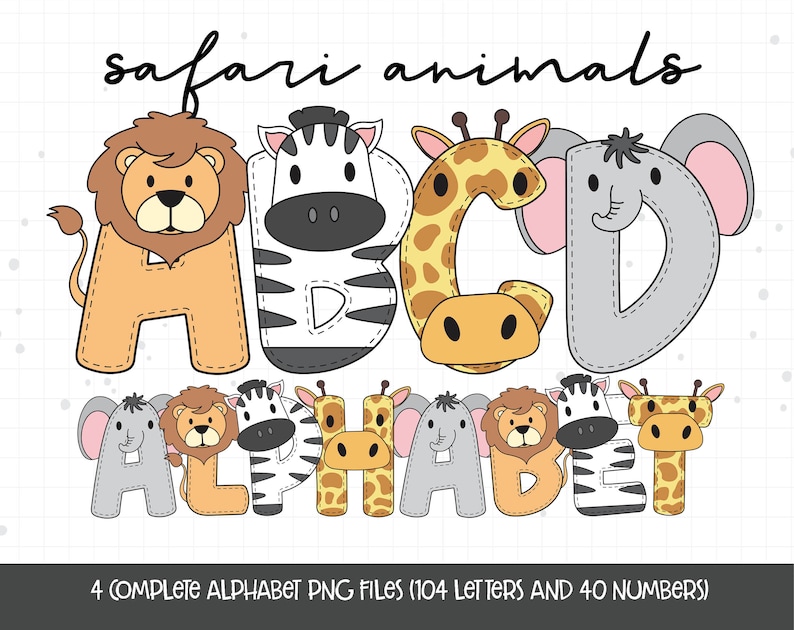 Animal Alphabet Letters Farm Animal Doodle Letters & Numbers - Etsy