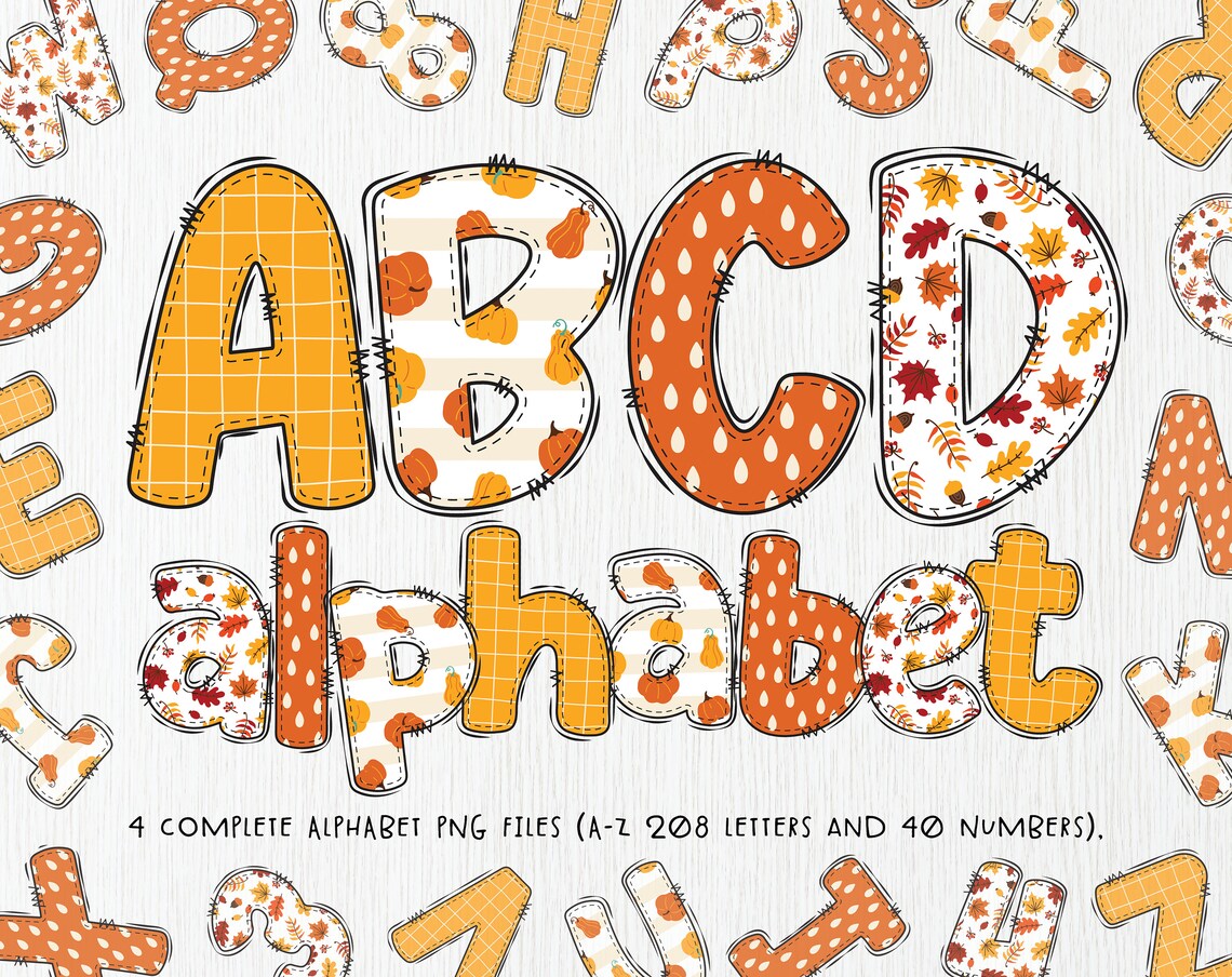 Fall Alphabet Letters Bundle PNG Files Fall Sublimation - Etsy