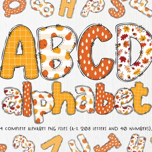 Fall Autumn Letters & Numbers PNG Alpha Doodle PNG Letters - Etsy