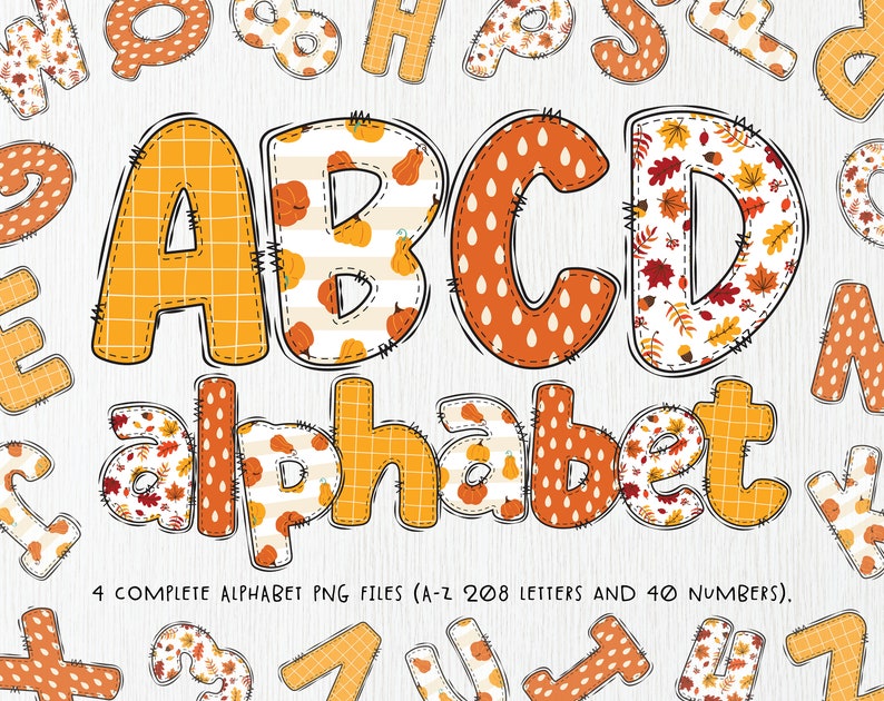Fall Alphabet Letters Bundle PNG Files Fall Sublimation - Etsy