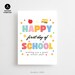 First Day of School Card Printable, Back to School Card, Welcome Back ...