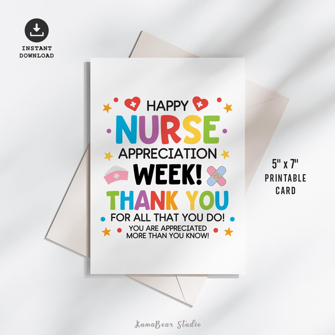 Nurse Appreciation Week Card Printable, Happy Nurses Week Card, Nurses ...