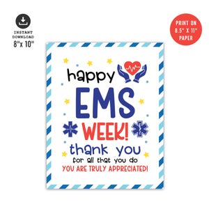 Emergency Medical Services Week Sign Printable, EMS Week Poster ...