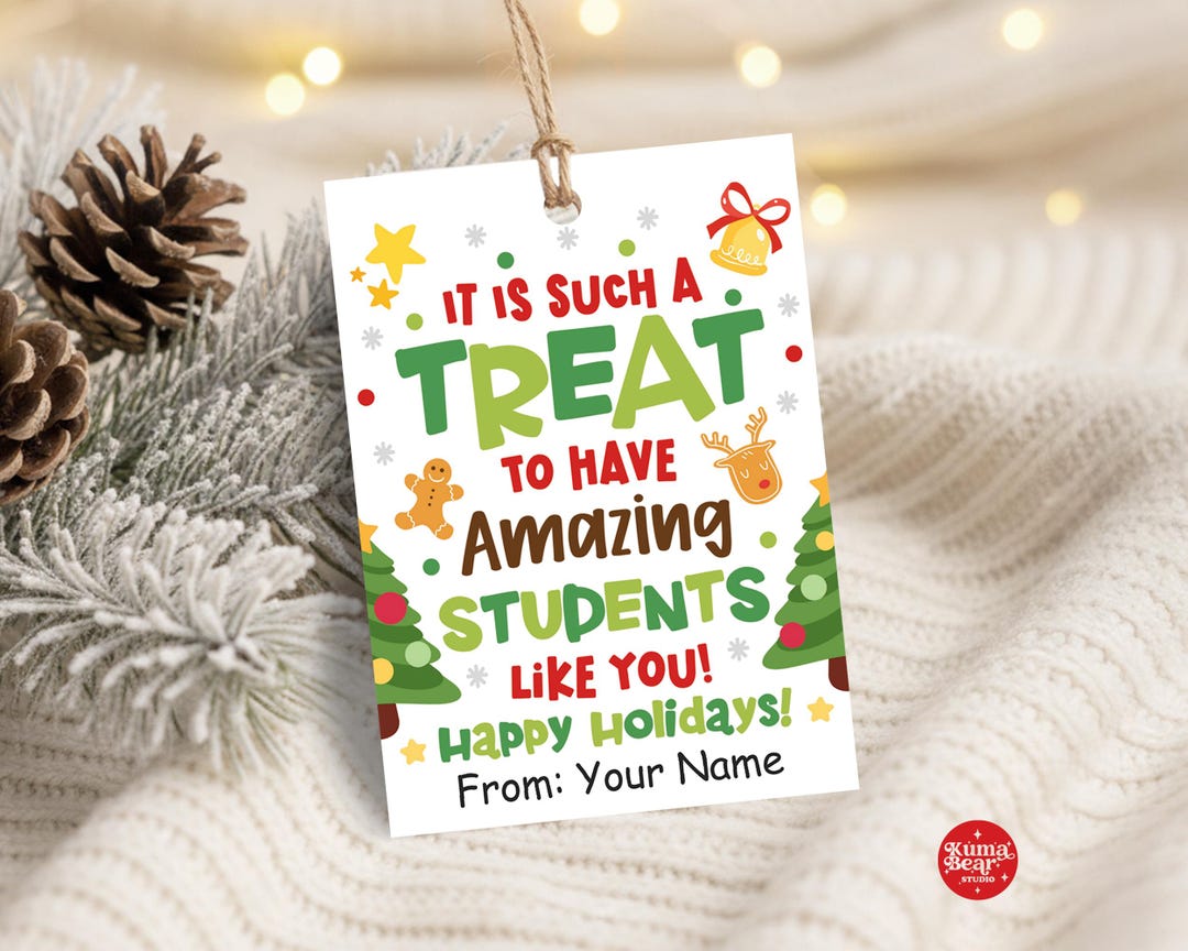 Student Treat Christmas Gift Tags Printable Classroom Party Favors - Etsy