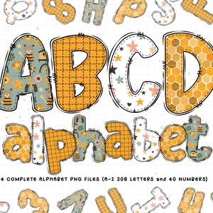 Honey Bee Alphabet Bumble Bee PNG Cute Bee Doodle Letters - Etsy