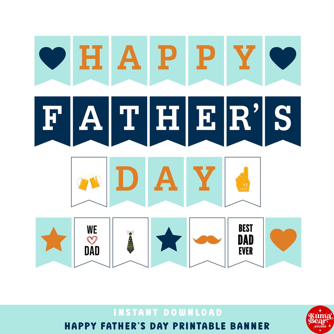 Father's Day Pennant Banner Printable, Happy Father's Day Banner, Best ...