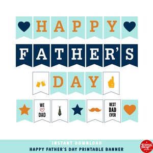 Father's Day Pennant Banner Printable, Happy Father's Day Banner, Best ...