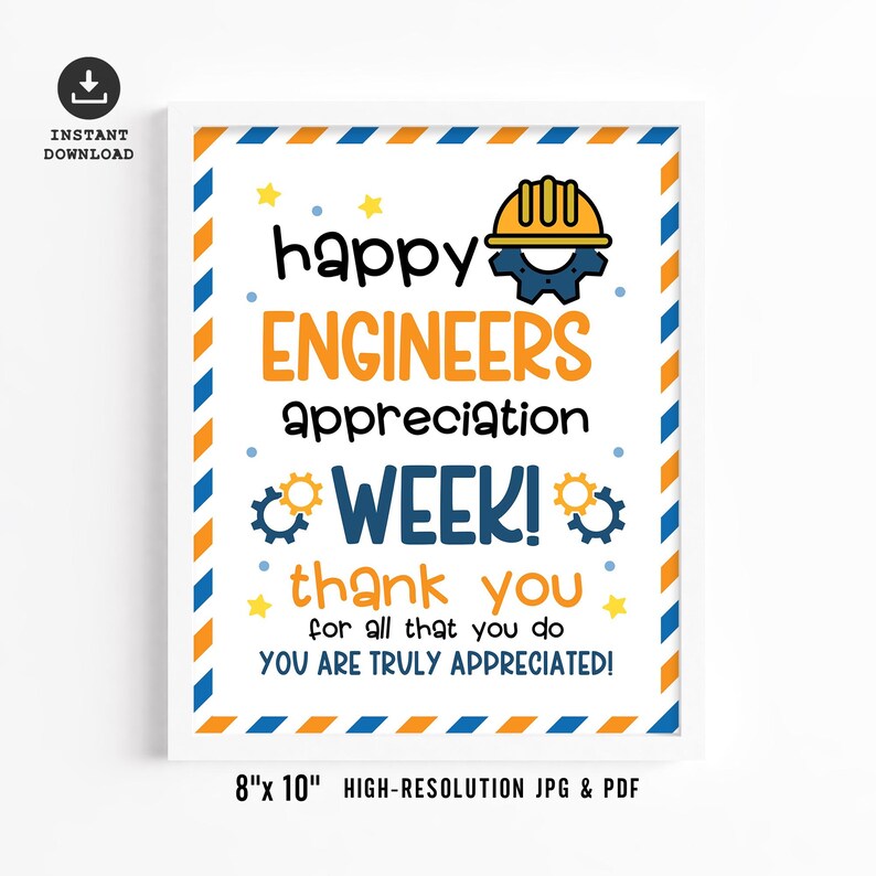 Engineers Week Thank You Sign, Printable Engineering Appreciation ...