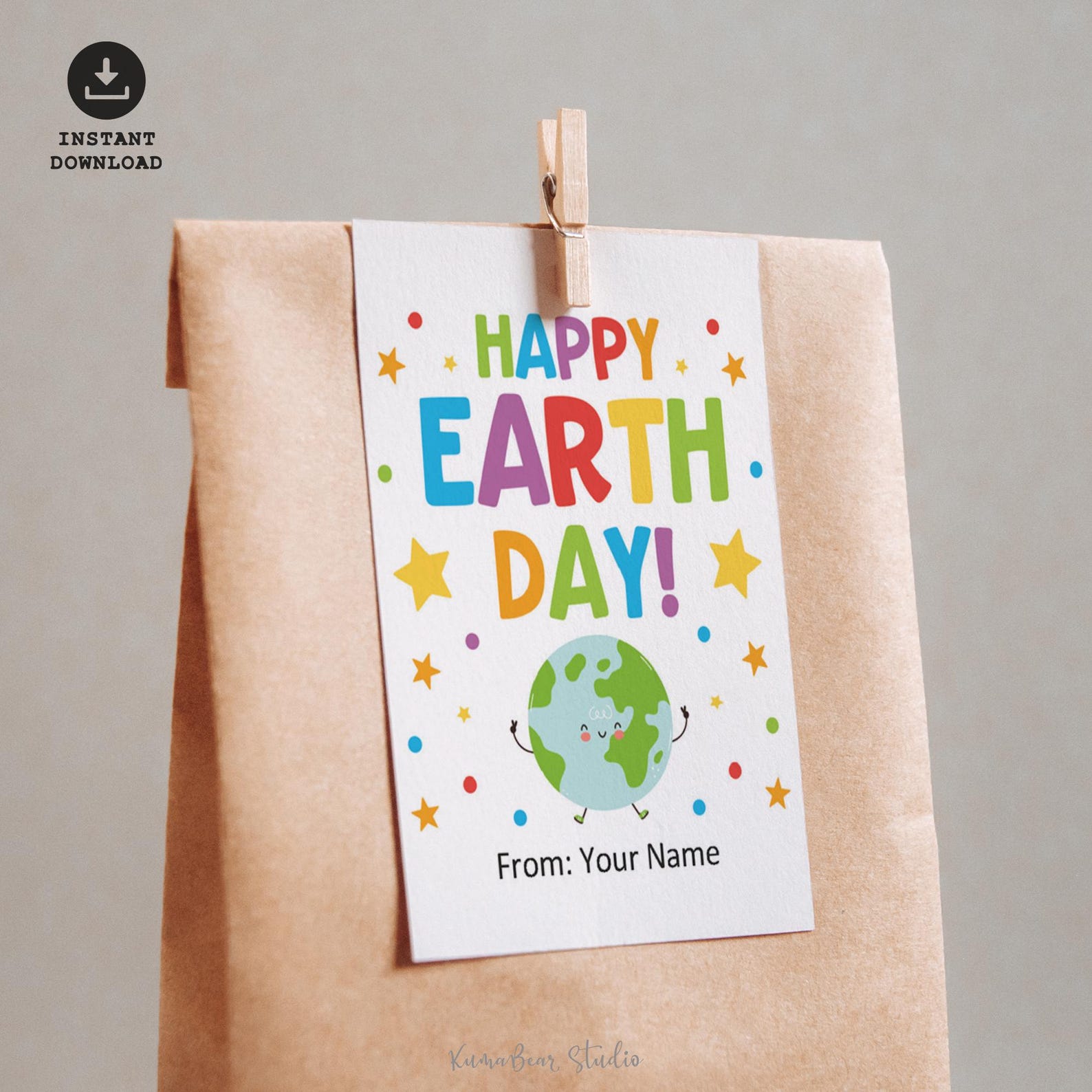 Happy Earth Day Gift Tags Printable, Editable Name (digital Download ...