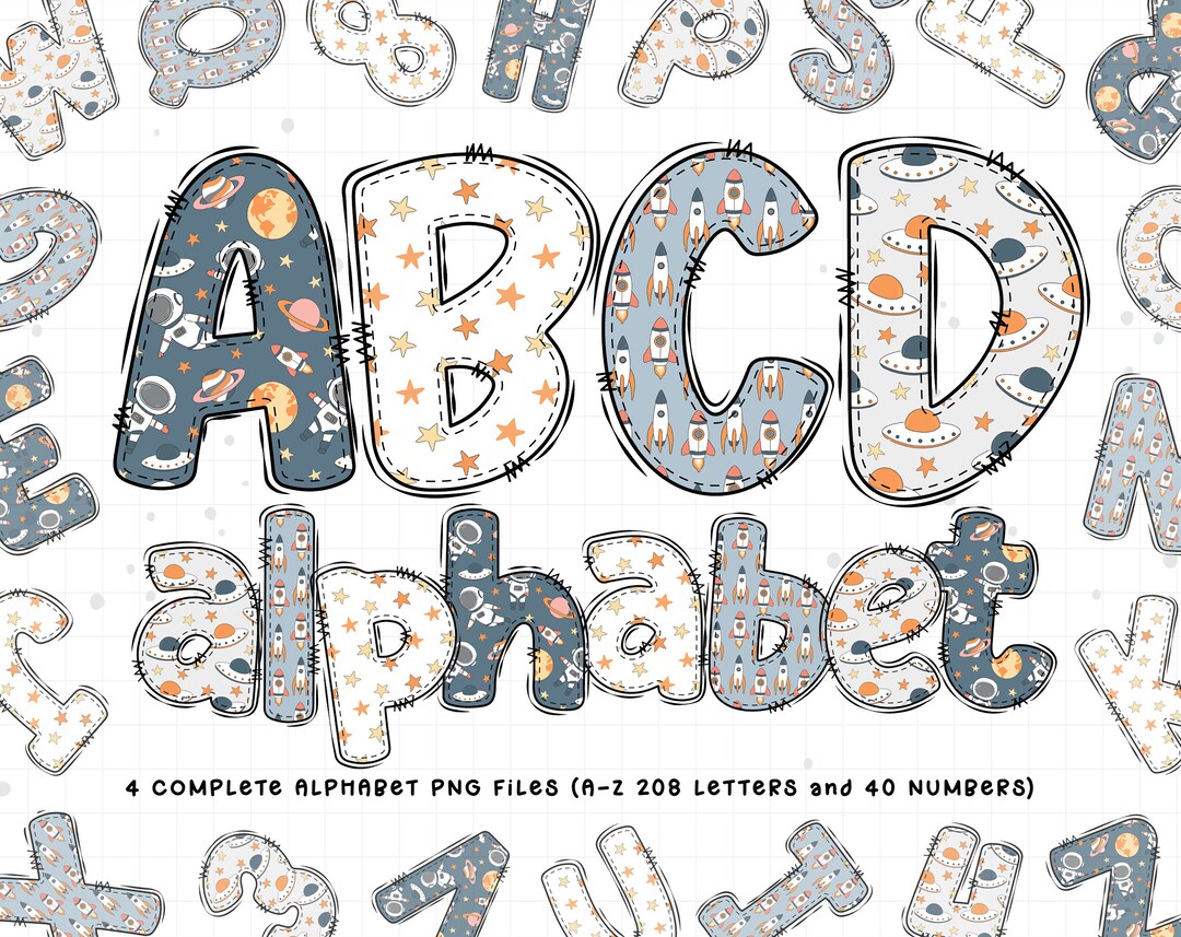 Space PNG, Space Alphabet PNG, Space Doodle Letters, Space Sublimation ...