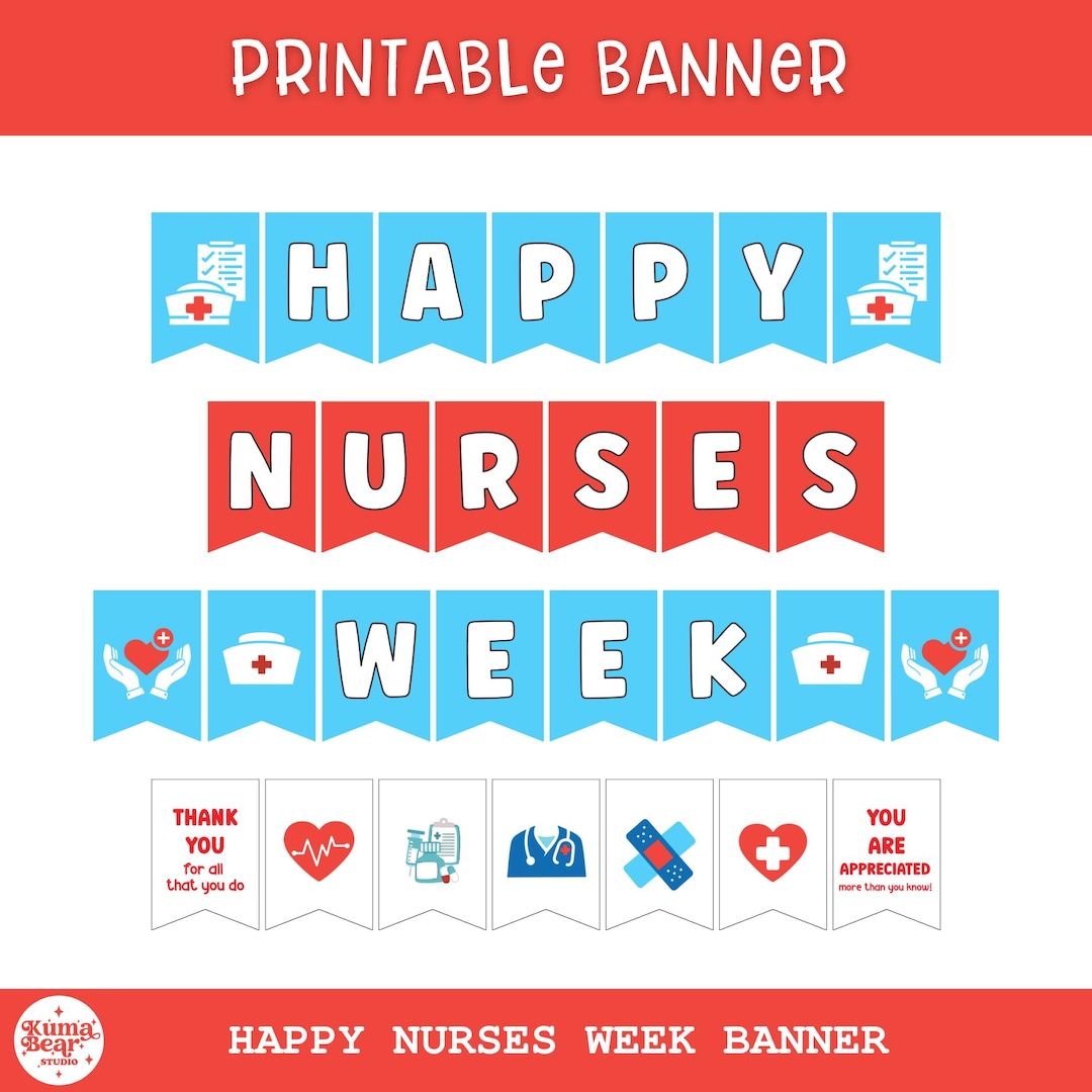 Nurse Appreciation Banner Printable, Happy Nurses Week Printable Banner ...