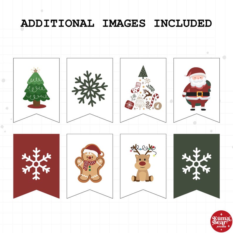 Boho Christmas Banner Printable Bunting Decorations - Etsy