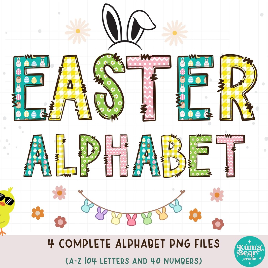 Easter Letters PNG Easter Alphabet Sublimation, Easter Bunny Letters ...