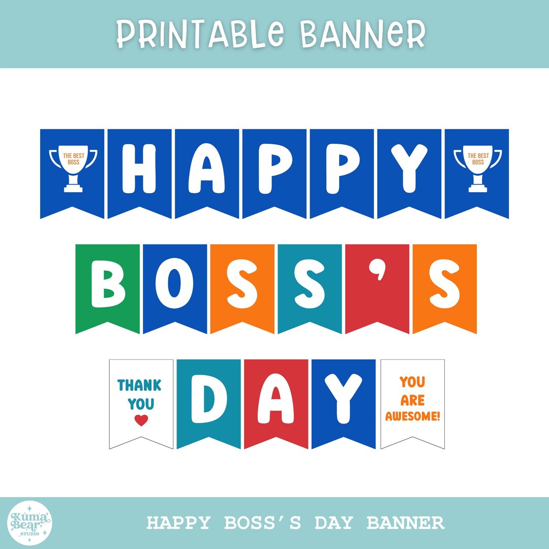 Boss Day Banner Printable Boss Appreciation Day Decor, Happy Boss's Day ...