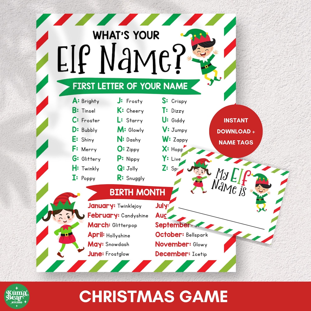 What’s Your Elf Name Christmas Game Printable for Family Party - Etsy