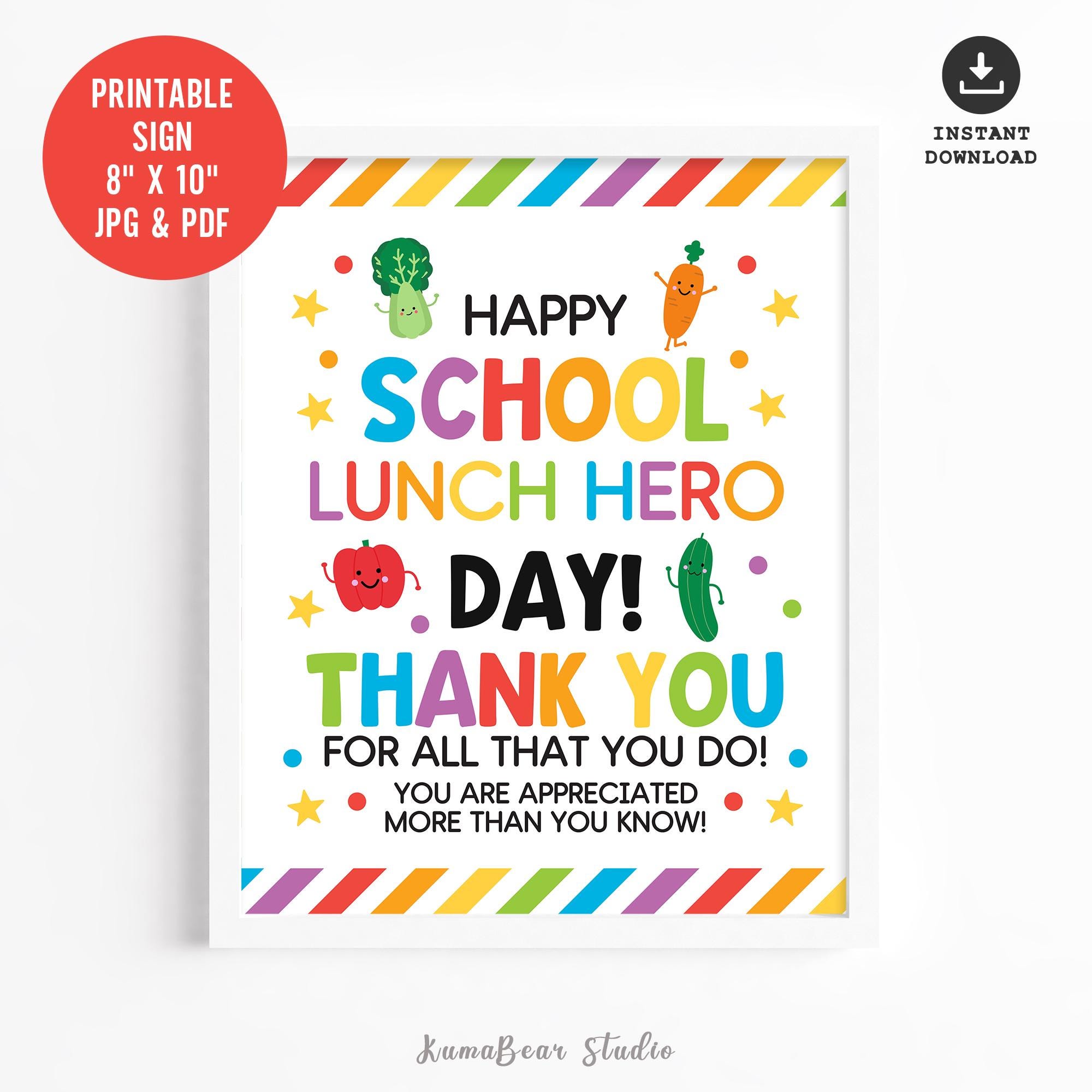 School Lunch Hero Day Printable Poster, Cafeteria Worker Appreciation ...