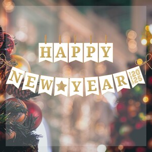 Happy New Year Banner Printable, New Year 2025 Printable Banner, New ...