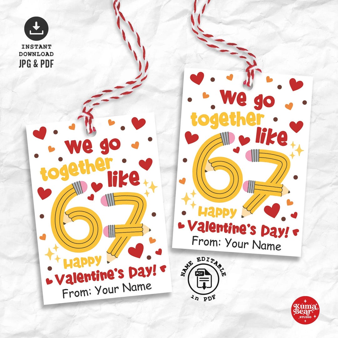 67 Valentines Day Gift Tag, Gen Z School, Friend, Classmate, Kids ...