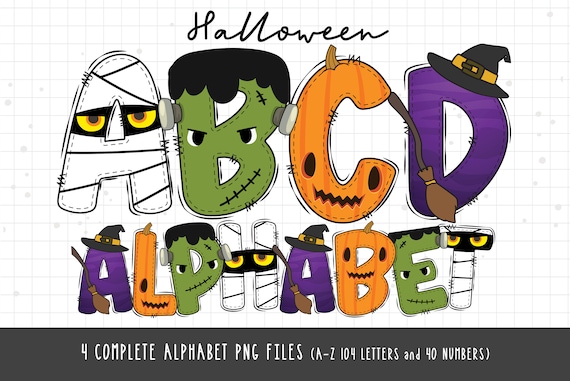 Halloween Doodle Alphabet Bundle Halloween Alphabet PNG - Etsy