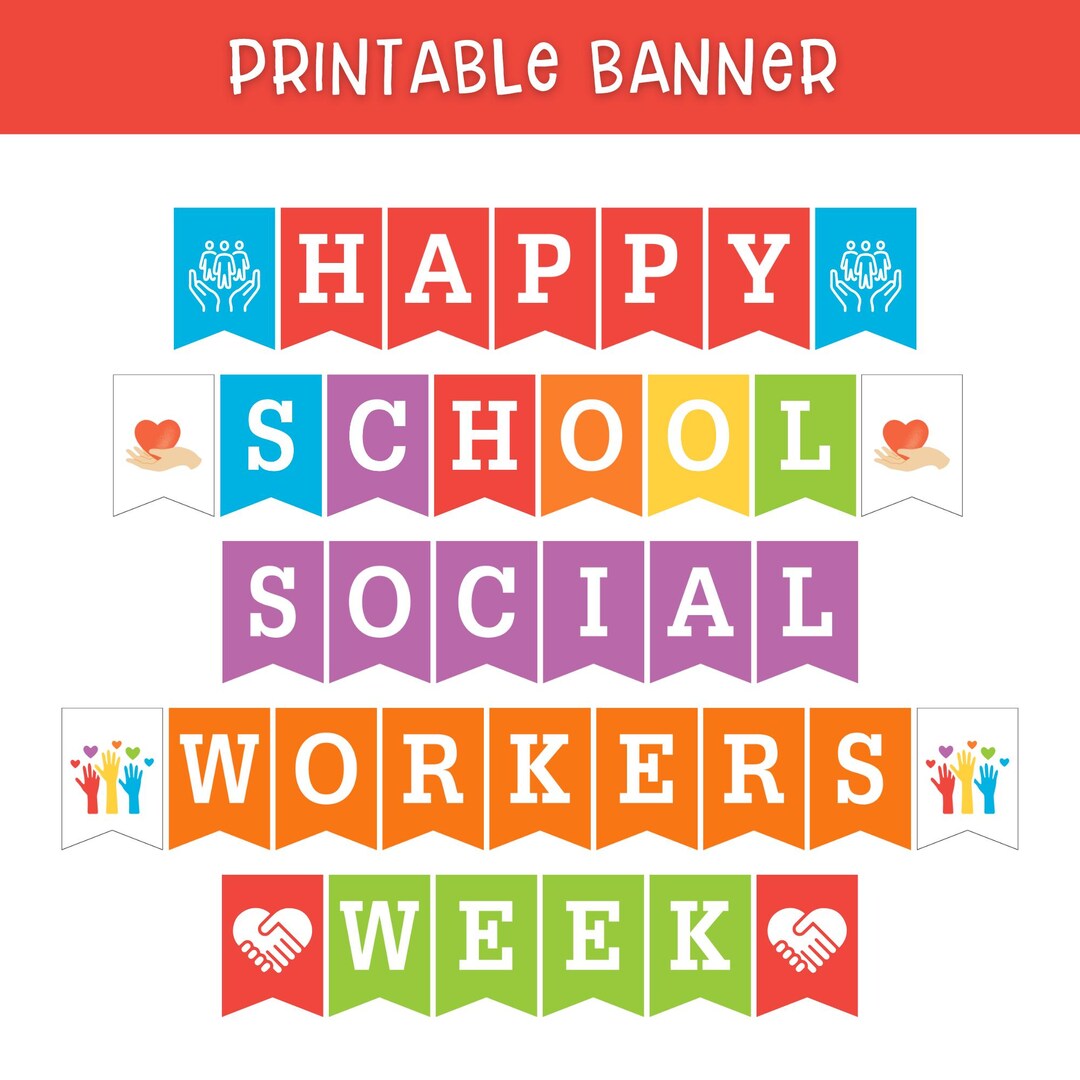 School Social Work Week Printable Banner, Worker Appreciation Day Decor ...