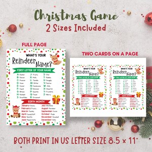 What's Your Reindeer Name Game, Printable Reindeer Name Generator Game ...