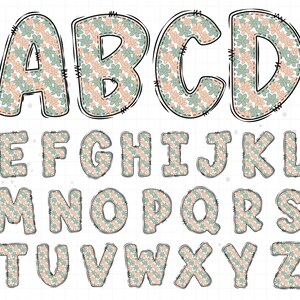 Retro Flower Alphabet PNG, Fall Autumn Doodle Alphabet Letters PNG ...