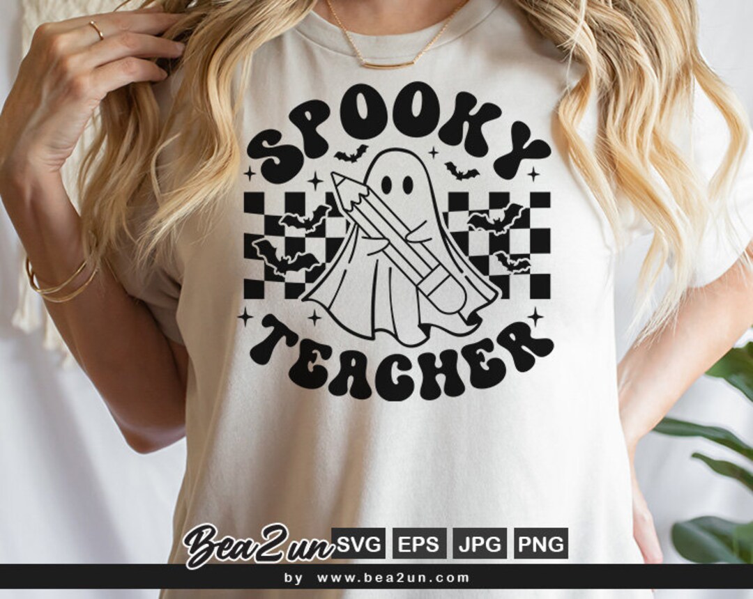 Retro Halloween Teacher, Spooky Teacher SVG, Cute Ghost Shirt ...
