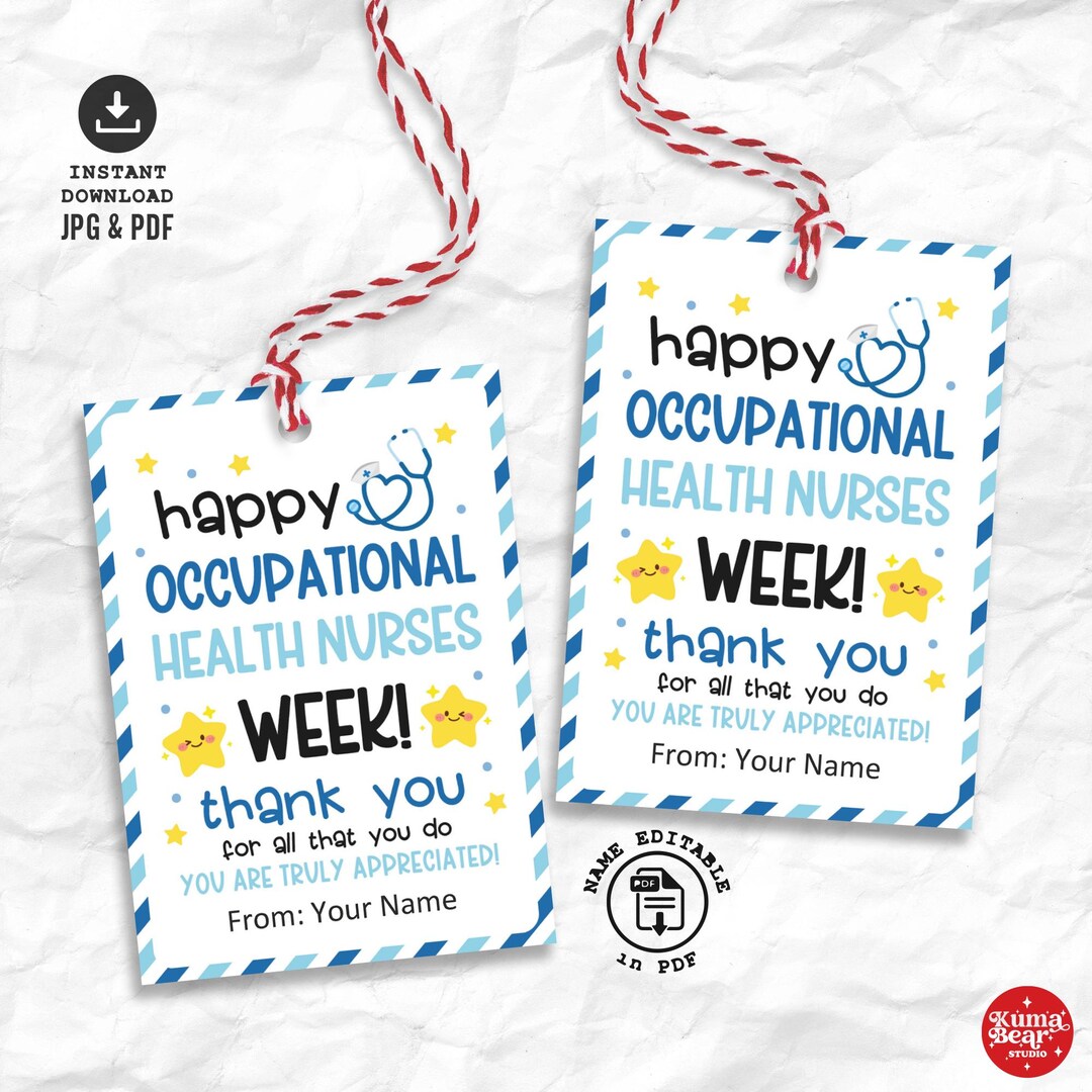 Occupational Health Nurses Week Printable Tag, OHN Week Tag ...