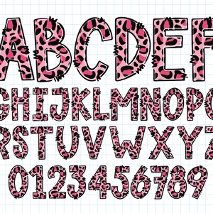 Pink Letters PNG, Valentines Alphabet, Pink Leopard Alphabet PNG Doodle ...