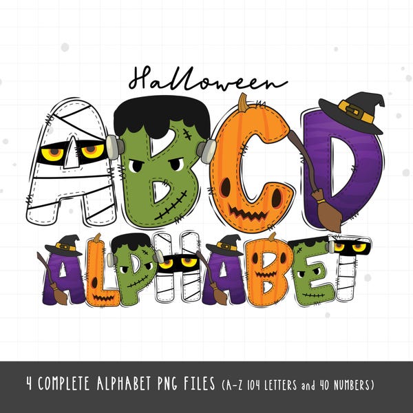 Halloween Doodle Alphabet - Etsy