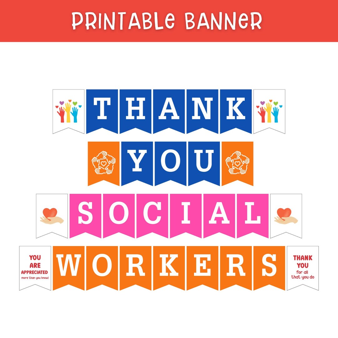 Social Worker Week Printable Banner Social Work Month, Social Worker ...