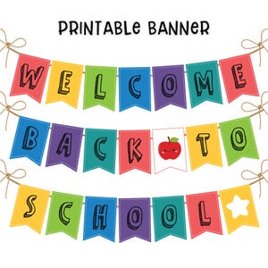 Back to School Banner Printable, Happy First Day of School Printable ...