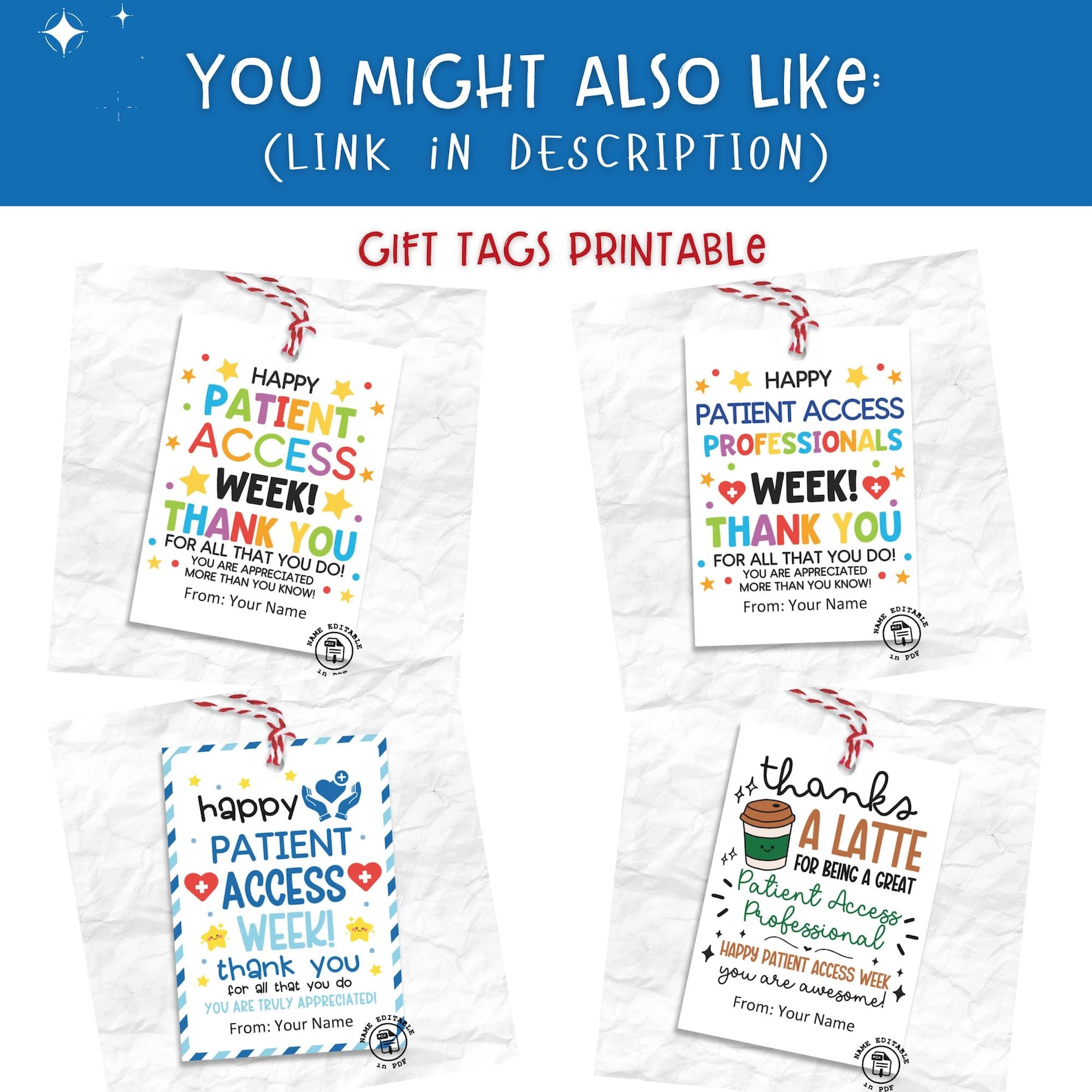 Patient Access Week Tags, Editable Hospital Staff Appreciation Thank ...