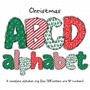 Christmas PNG, Christmas Doodle Letters and Numbers, Christmas Tree ...