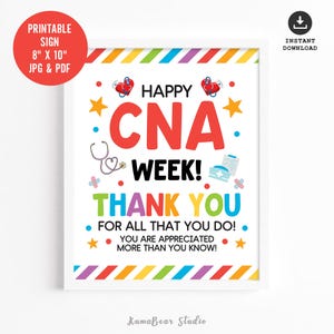 CNA Week Sign Printable, Nursing Assistants Week Poster, CNA ...