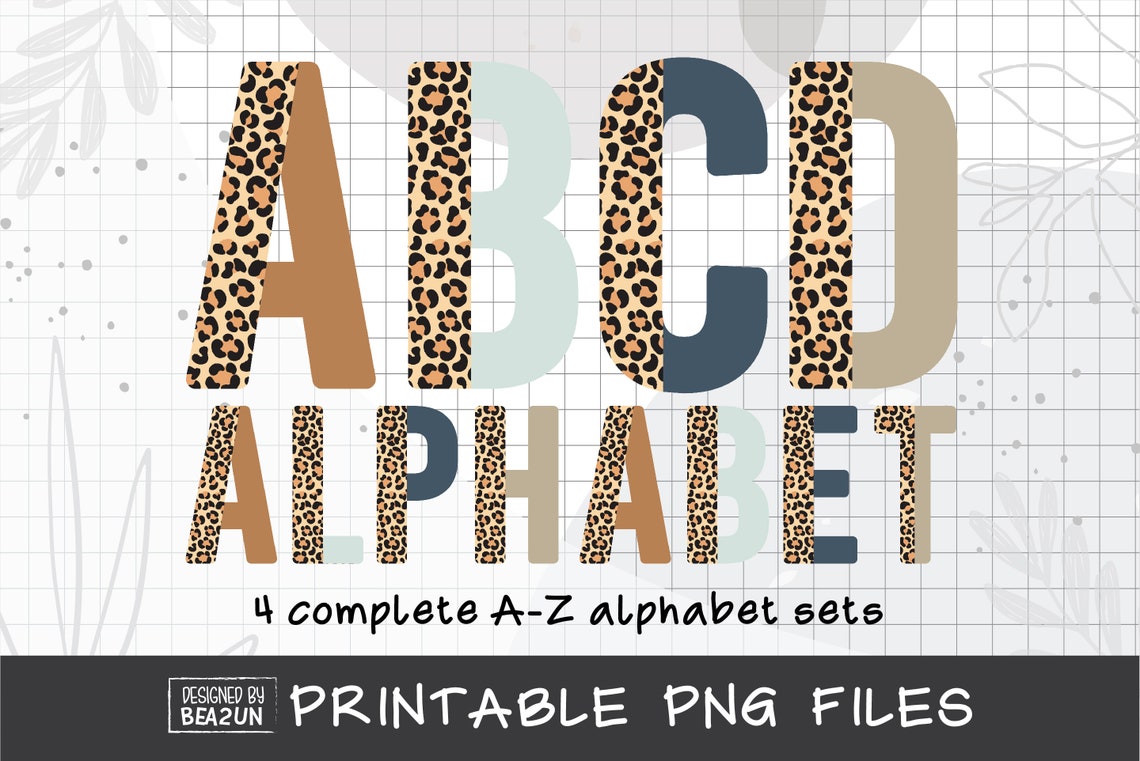 Half Leopard Alphabet Letters PNG Bundle Boho Alphabet PNG - Etsy