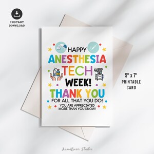 Anesthesia Tech Week Card Printable, Anesthesia Technician Day ...