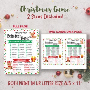 Christmas Game Printable What's Your Reindeer Name, Christmas Game ...