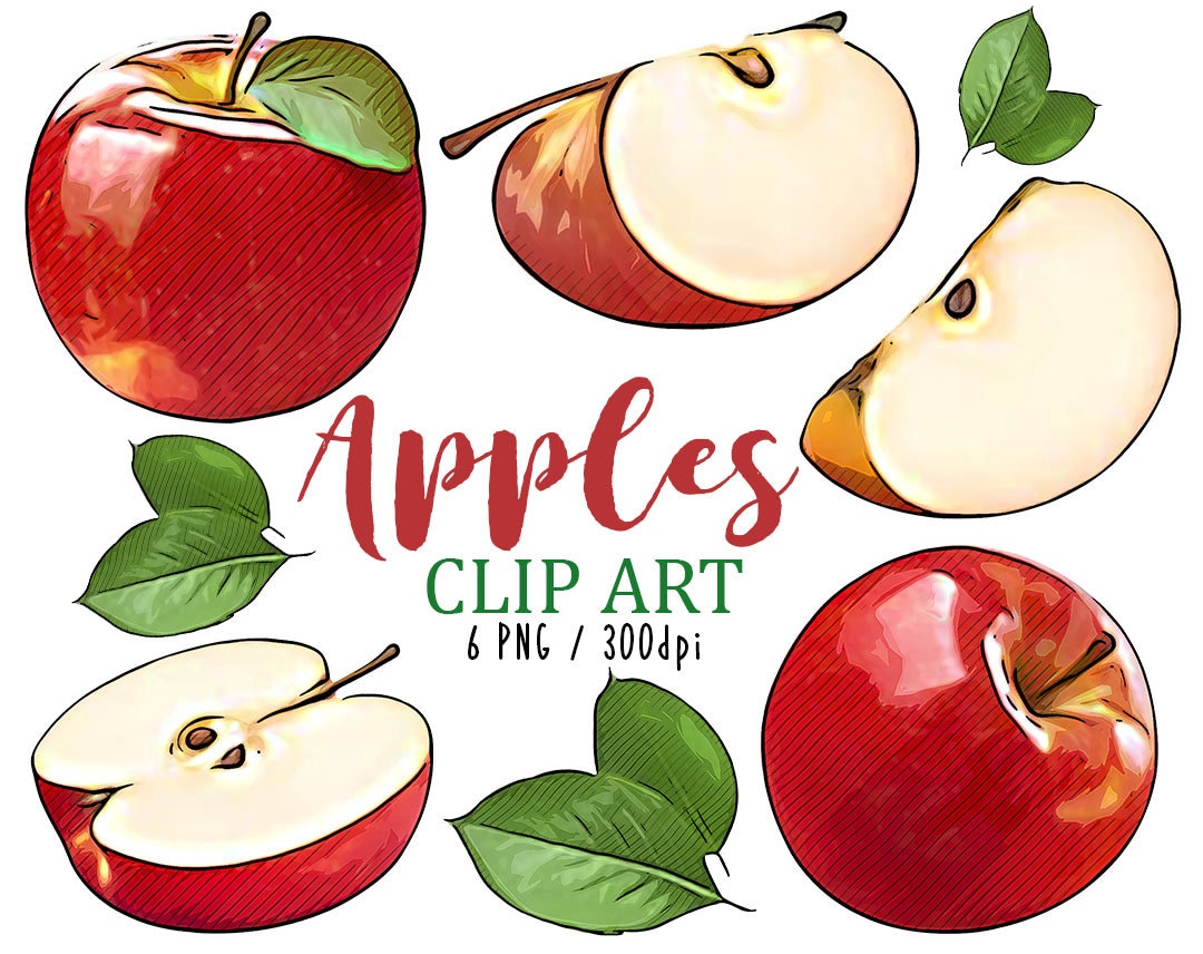 Apple Clip Art Digital Apples Autumn Fall Clipart Food Clip | Etsy