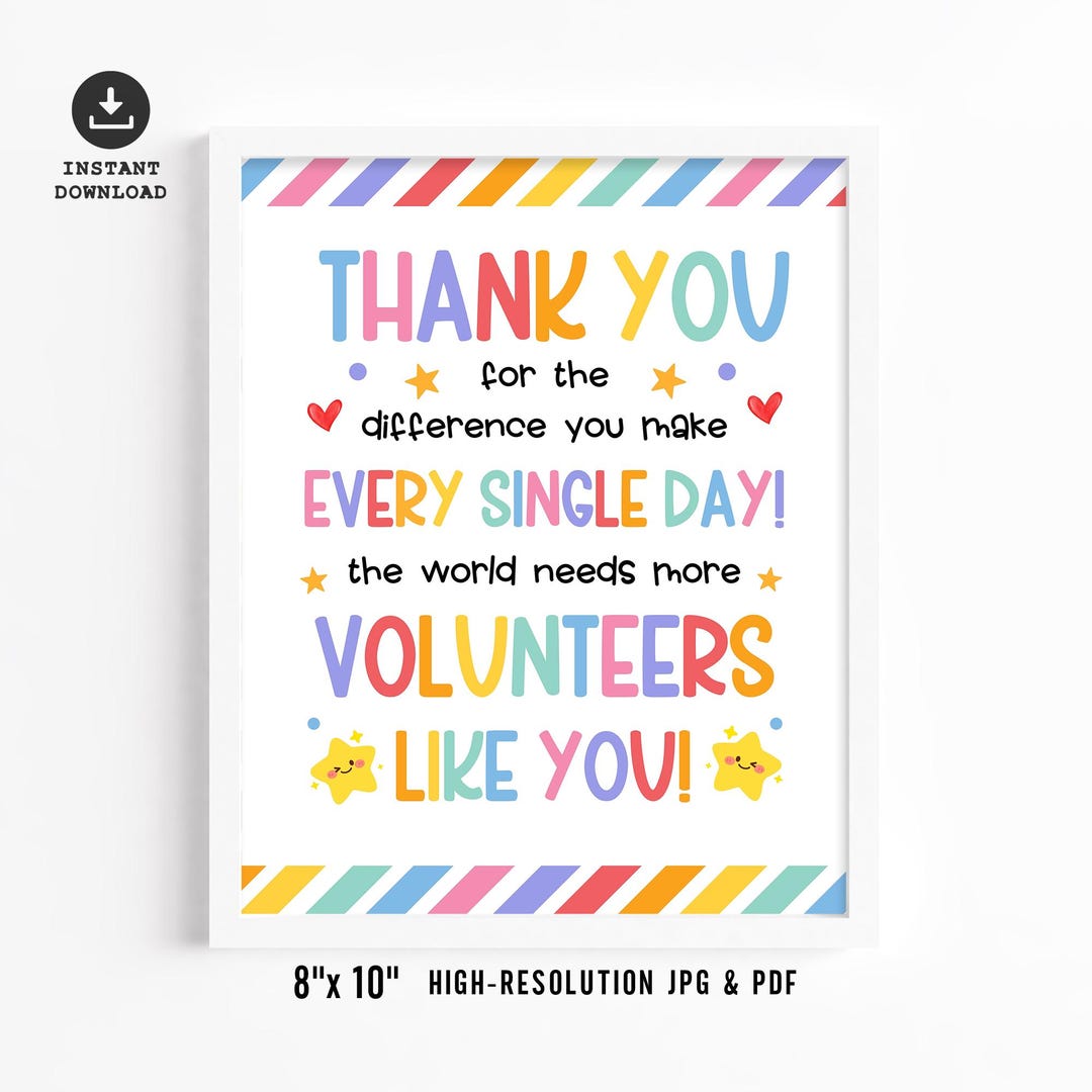Volunteer Appreciation Sign Printable, Volunteer Week Thank You Poster ...