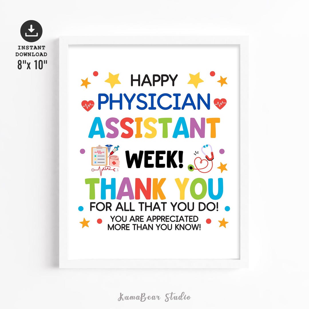 Physician Assistant Week Sign Printable – PA Appreciation Poster, Thank ...