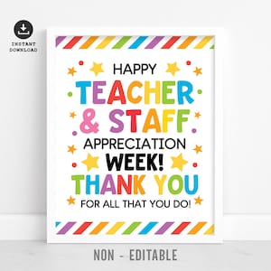 Teacher Staff Appreciation Week Sign Printable, Teacher Appreciation ...