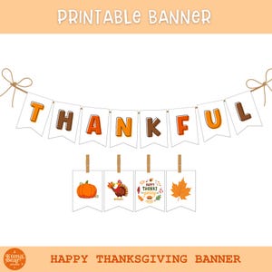 Thankful Banner Digital Thanksgiving Banner, Friendsgiving Party Decor ...