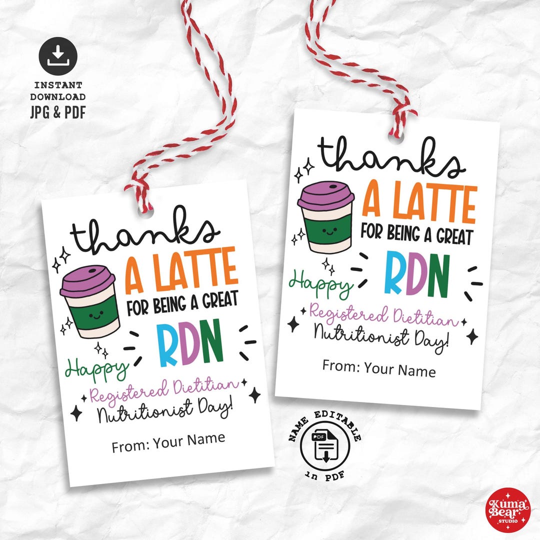 Registered Dietitian Day Tag Printable, Dietitian Nutritionist Day Tags ...